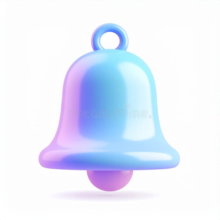 Pastel Blue and Purple 3D Render Bell Icon Stock Illustration ...
