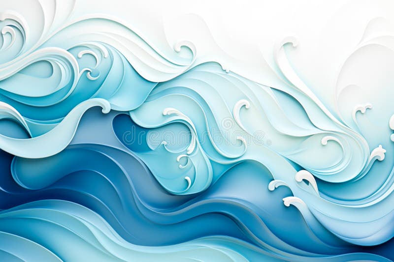 Pastel Blue and Wave Line on White Background for Banner for Background ...