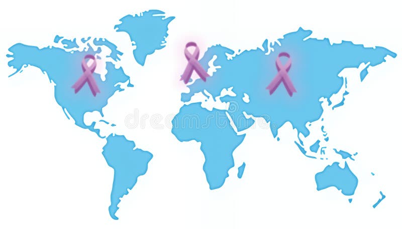 Pastel Blue World Map with Glowing Lavender Ribbons: Global Awareness ...