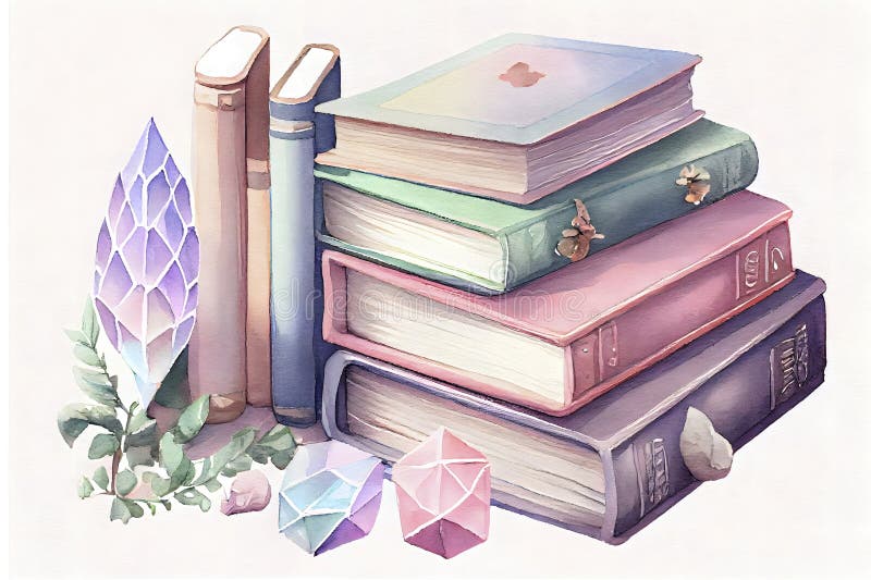 Pastel Book Library on White Background for Invitations and Posters ...