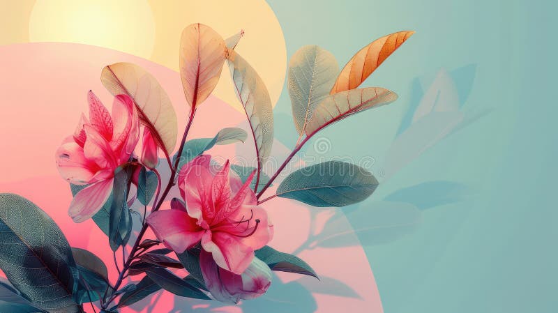 Pastel Botanical and Geometric Collage Stock Image - Image of artistic ...