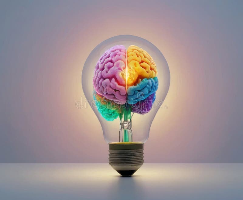 Pastel Brain Idea Bulb stock image. Image of cognition - 312750081