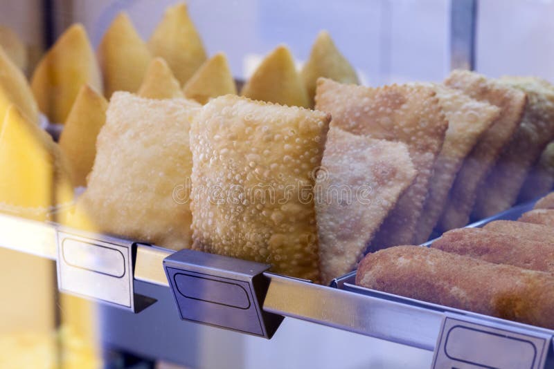 Pastel, Brazilian snack stock image. Image of background - 152235969