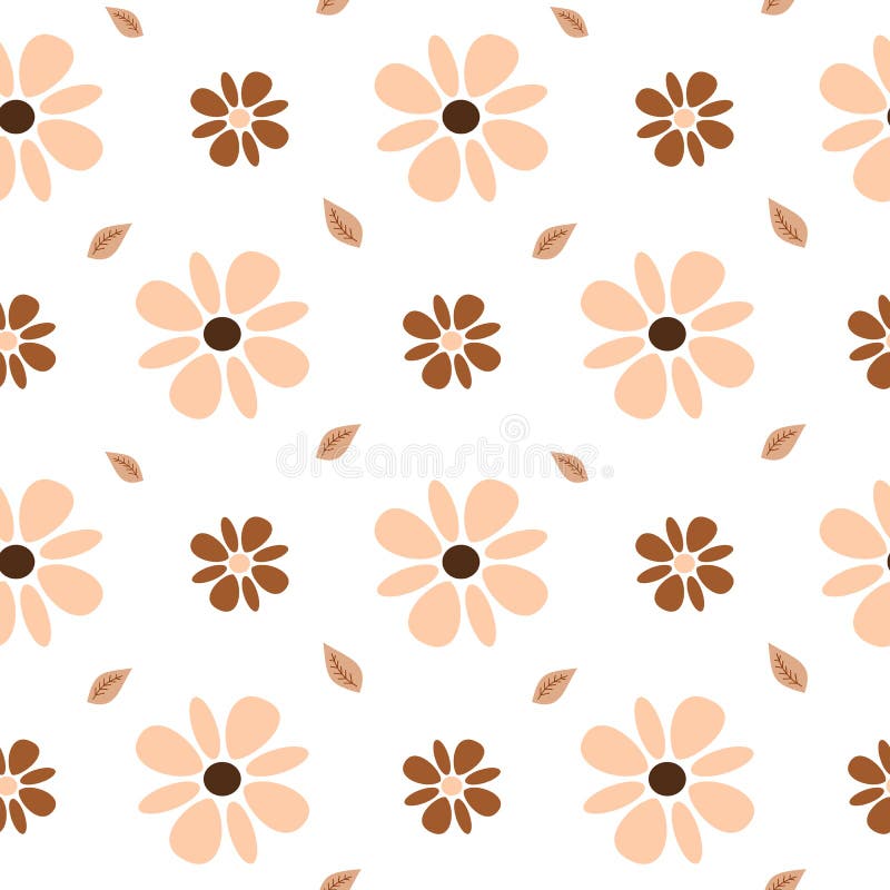 Pastel Brown and Pink Flowers Seamless Pattern Background Illustration ...