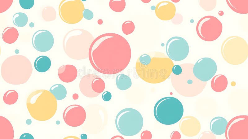 Pastel Bubbles Seamless Pattern Soft Pink, Yellow, and Blue Circles on ...