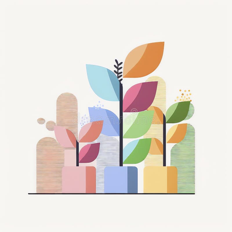 Pastel Business Growth on White Background for Presentations and Web ...