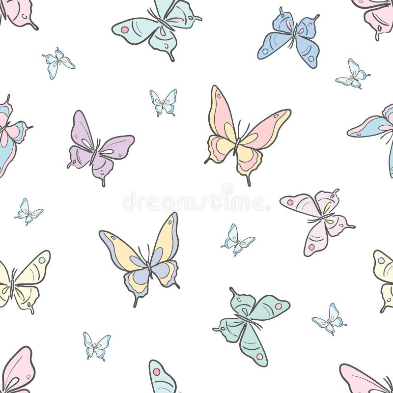 Pastel Butterfly Seamless Repeat Patternbackground Stock Vector ...