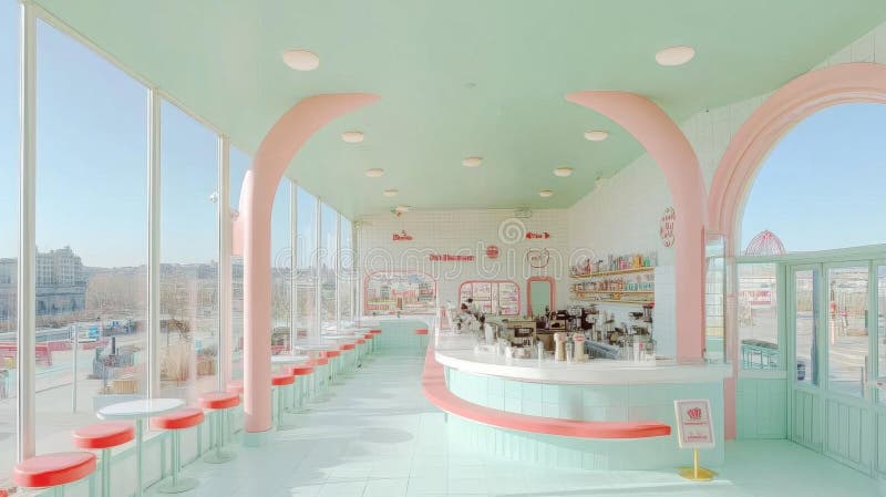 Pastel Cafe Interior Design Stock Image - Image of delightful, counter ...