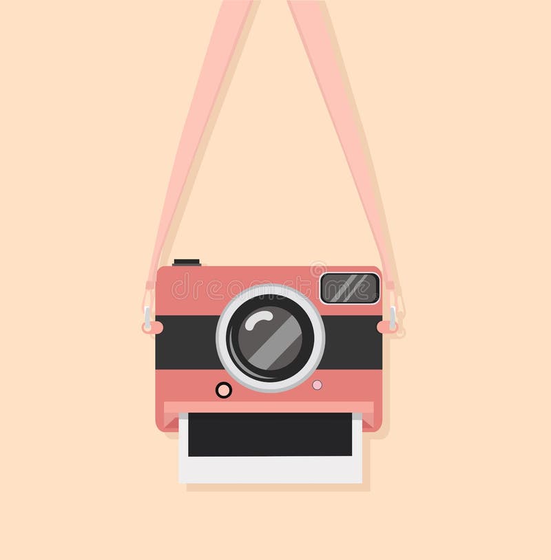 Pastel camera with strap stock vector. Illustration of film - 97729880