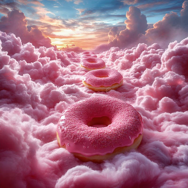 Pastel Candy Clouds Floating Donuts Stock Photos - Free & Royalty-Free ...