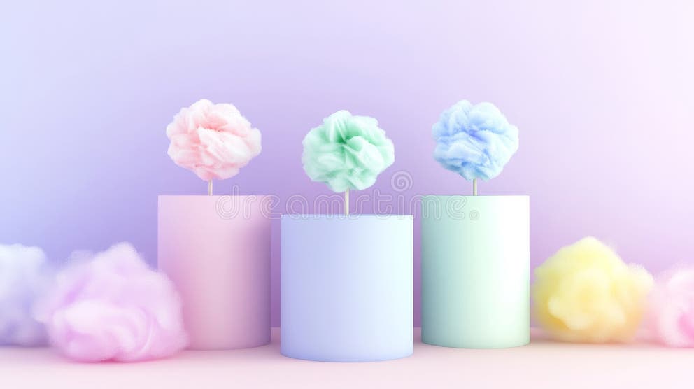 Pastel Candy Floss Creates a Cloudscape that Includes a Product Display ...