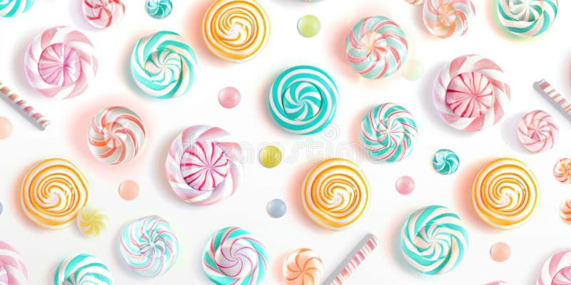 Pastel Candy Pattern on Transparent Background Stock Illustration ...