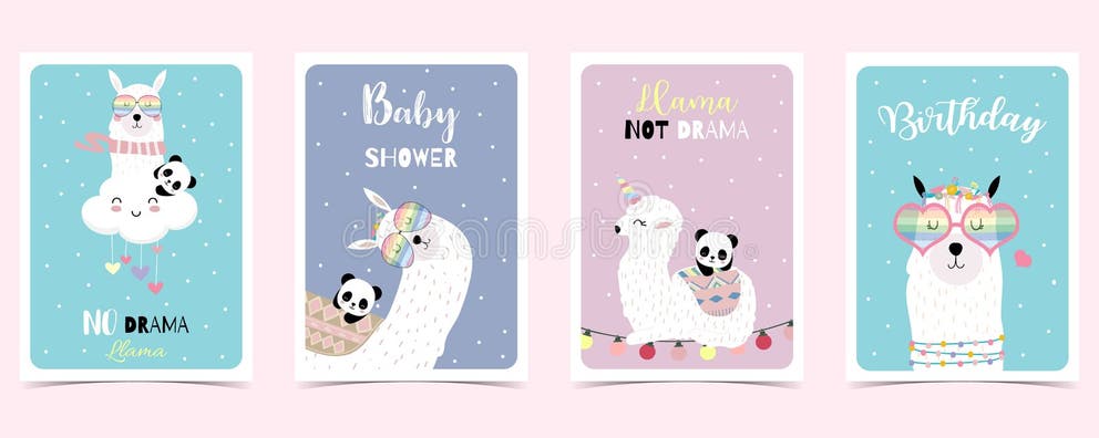 Panda Llama Birthday Invitation Stock Illustrations – 28 Panda Llama ...