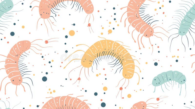 Pastel Centipede Repeat Pattern in Minimalist Modern Style Illustration ...
