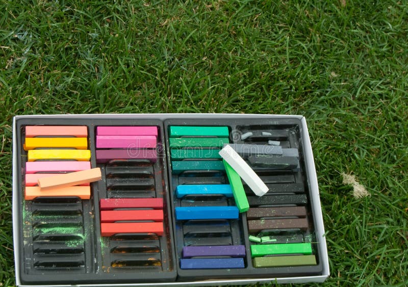 Pastel Chalk Crayons -- Outside Stock Image - Image of oranges, purples ...