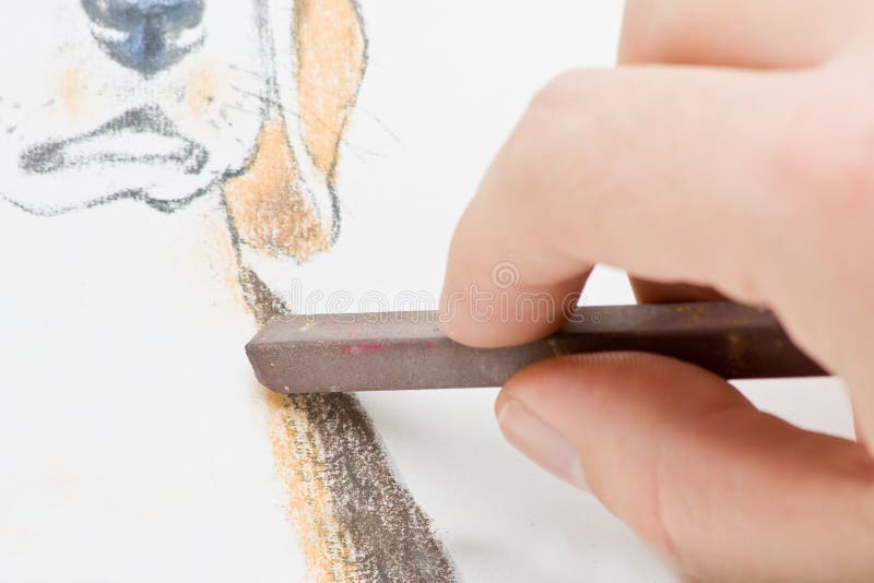 Pastel chalk drawing stock image. Image of crayon, holding - 17042729