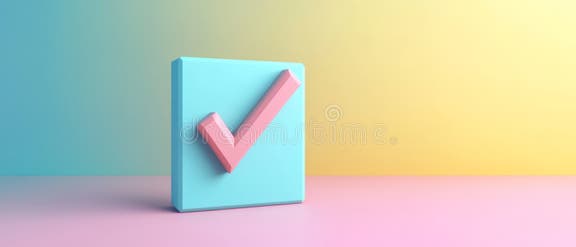 Pastel Check Mark 3D Render Affirmation Against a Soft Gradient ...