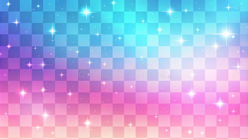 Pastel Checkerboard Background with Sparkling Stars and Glowing Lights ...