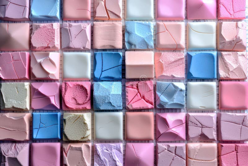 Pastel Checkered Mosaic Wall Texture - Soft Pink and Blue Seamless ...