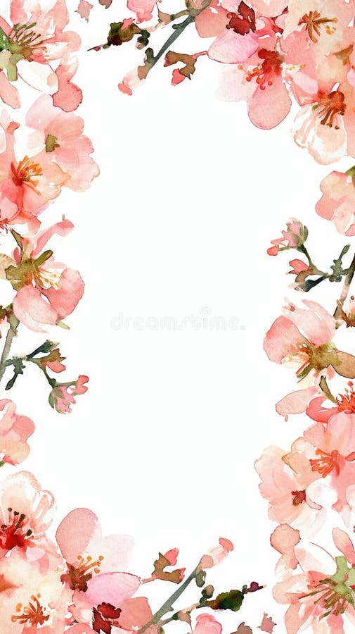 Pastel Cherry Blossom Watercolor Frame. Delicate Pastel Cherry Blossoms ...
