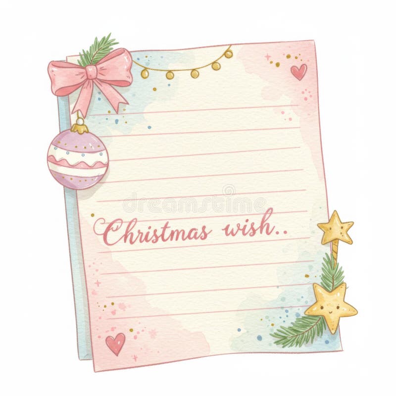 Pastel Christmas Wish Letter Template Stock Illustration - Illustration ...