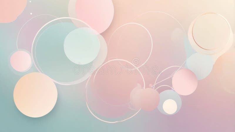 Pastel Circles and Rings Floating in a Soft Gradient Background ...