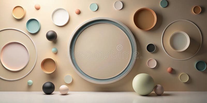 Pastel Circles and Spheres on a Neutral Background a Stylish Abstract ...