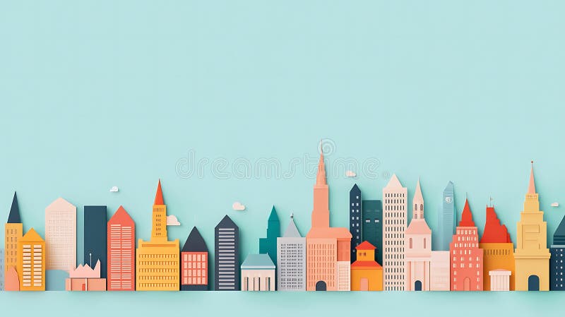 Pastel Cityscape Paper Art Illustration Stock Illustration ...