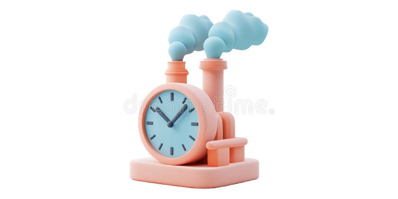 Pastel Clock with Steam Design Isolated on Transparent Background Stock ...
