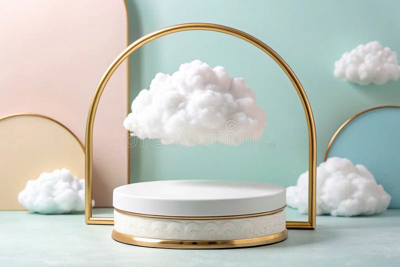 Pastel Cloud Display Stand, Product Showcase, Arch, Background Stock ...
