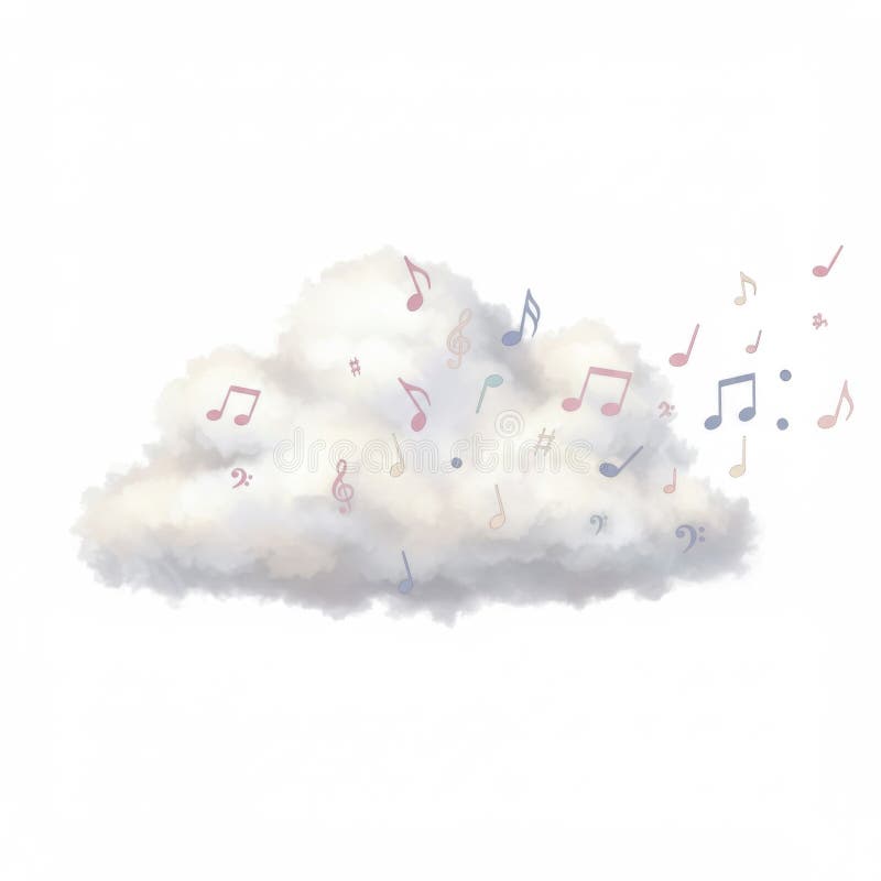 Pastel Cloud with Floating Musical Notes Stock Illustration ...