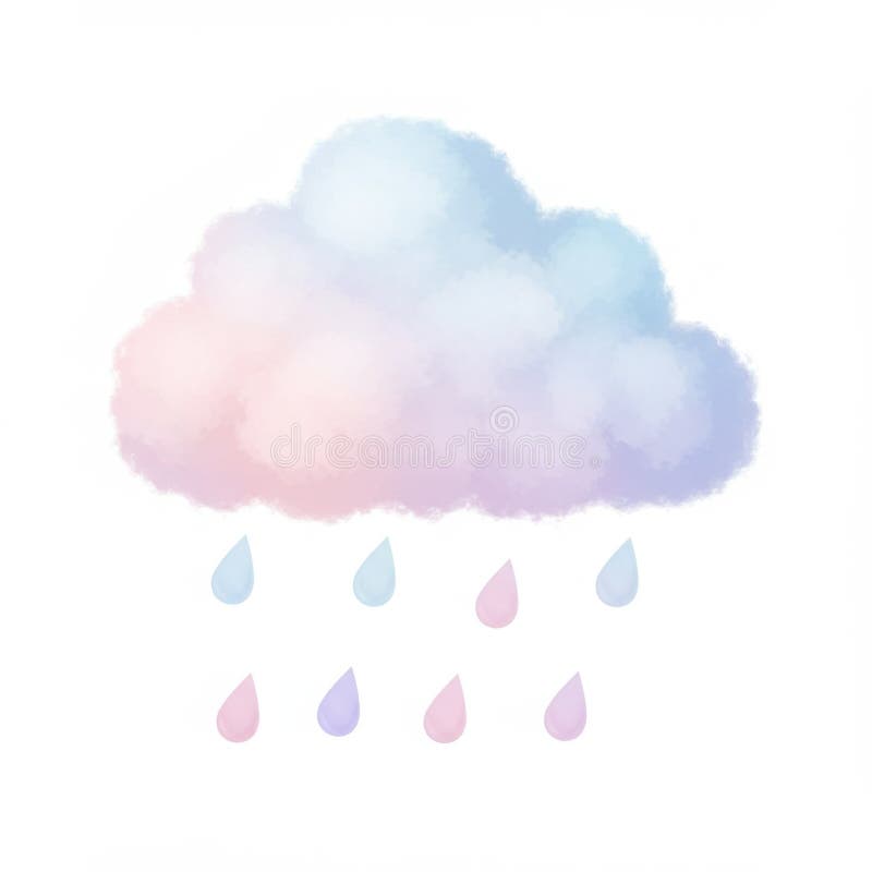 Pastel Cloud with Soft Rain Drops Illustration Stock Illustration ...