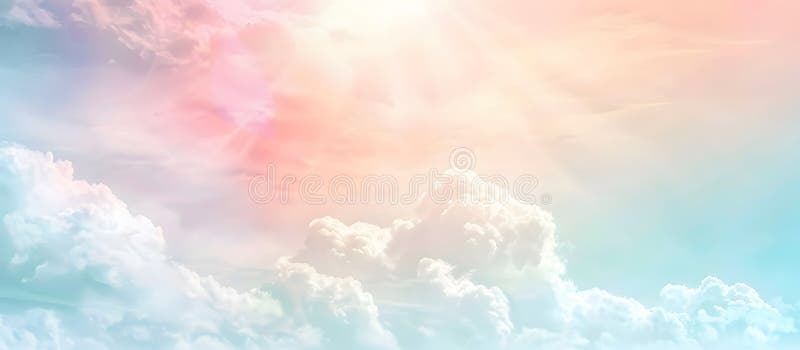 Pastel Clouds and Sun Rays Abstract Sky Banner Stock Illustration ...