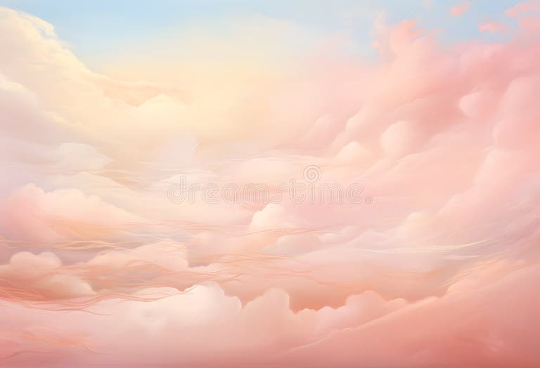 Pastel Cloudscape Elegance: Sun and Light in Rococo Style Stock ...