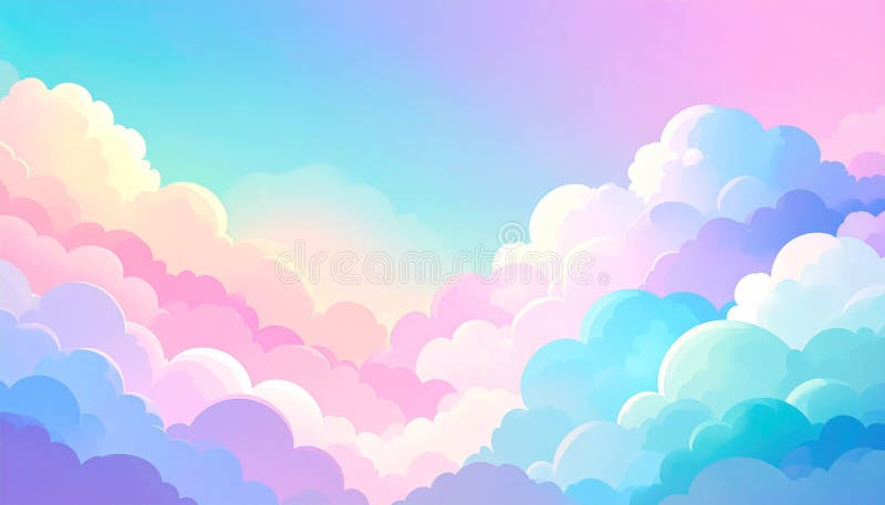 Pastel Cloudscape: Soft Rainbow Hues and Dreamy Sky Stock Illustration ...