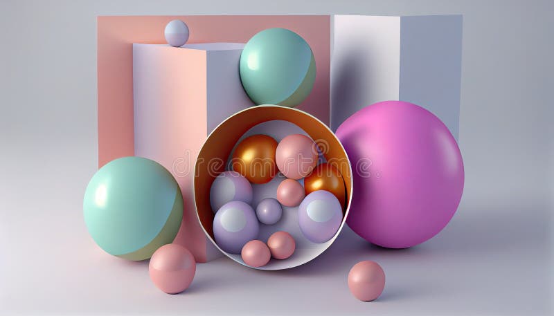 Pastel Color Abstract Geometry Background 3d Rendering Three ...