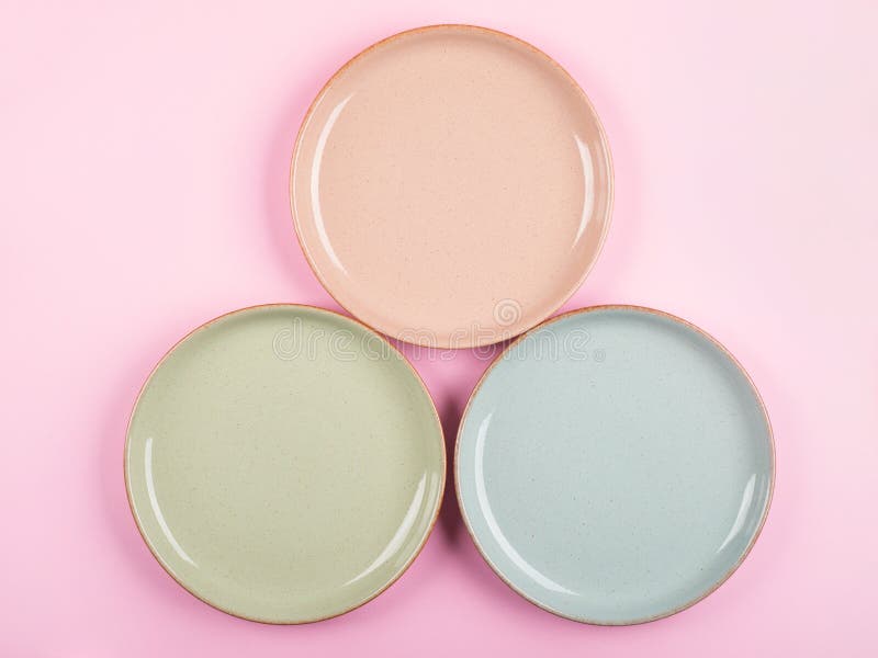 Pastel Color Dishes on Pink Stock Photo - Image of flower, dishware ...