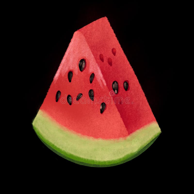 Pastel Color Drawing of a Slice of Watermelon Stock Illustration ...