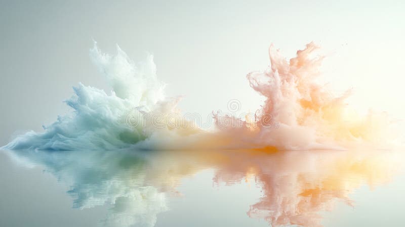 Pastel Color Explosion with Water Reflection Stock Illustration ...