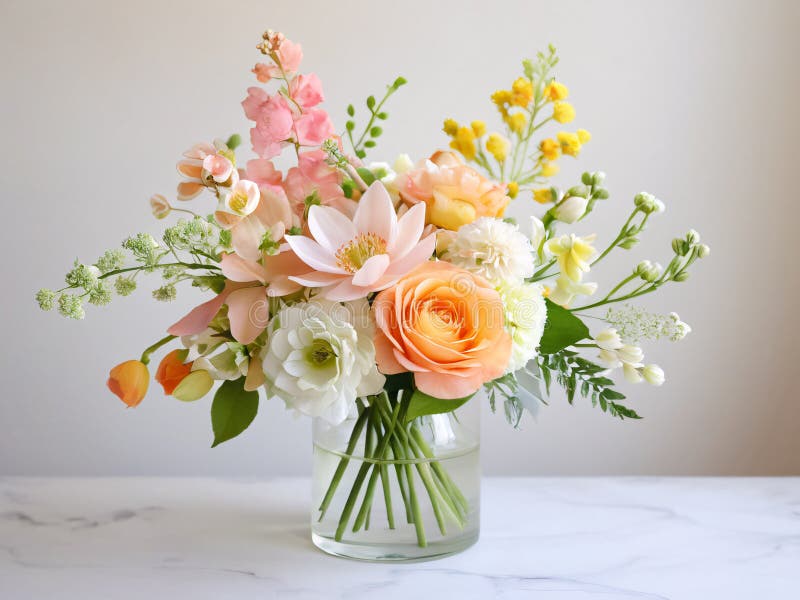 Pastel Color Flower on a Vase Stock Illustration - Illustration of ...