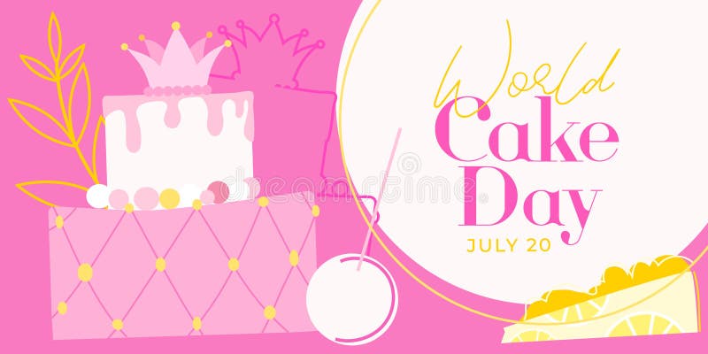 Pastel Color Illustration for World Cake Day on Pink Background. Vector ...