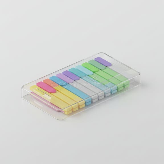 Pastel Color Markers in a Clear Plastic Container on White Background ...