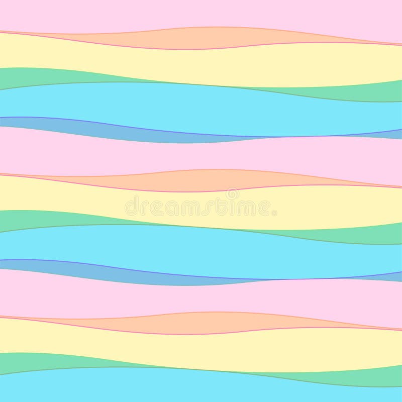 Pastel Color Modern Cute Wavy Horizontal Lines Pattern Stock Vector ...