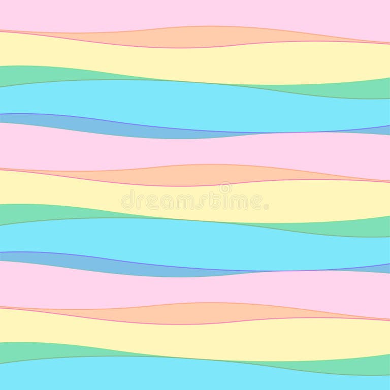 Pastel Color Modern Cute Wavy Horizontal Lines Pattern Stock Vector ...