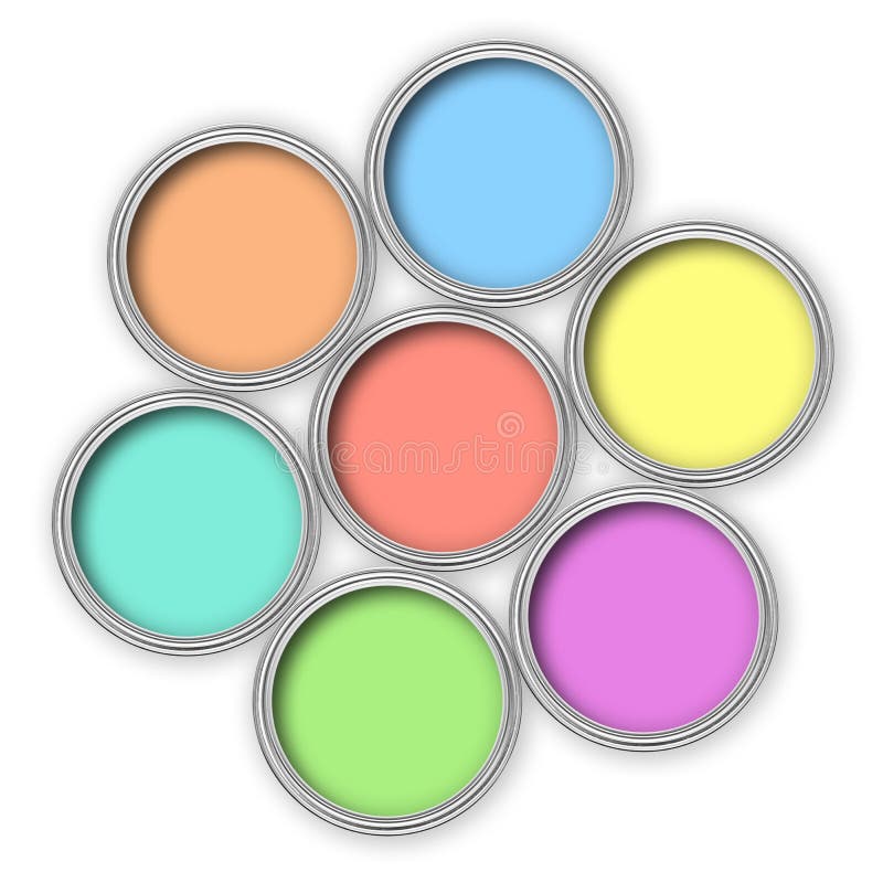 Pastel color paint buckets stock illustration. Illustration of pastel ...