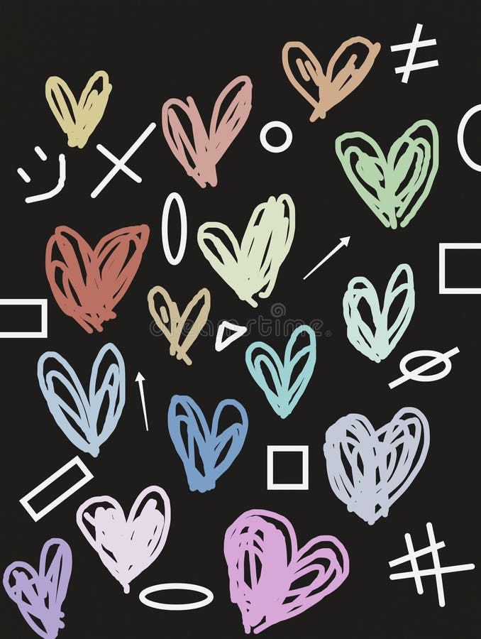 Pastel Color Repeat Heart and Love Shape Pattern, Colorful Seamless ...