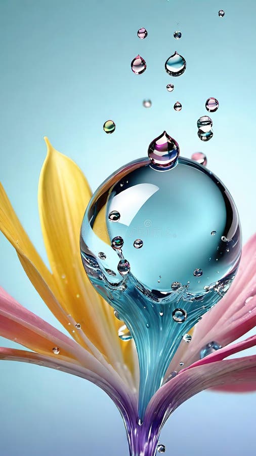 Pastel Color Water Droplets .a Close-up Photo of a Splash of Water ...