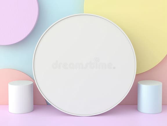 Pastel Colored Backdrop with White Cylinder Frame. Empty Display ...
