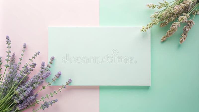 Pastel Colored Background with Blank Rectangle and Floral Accents ...