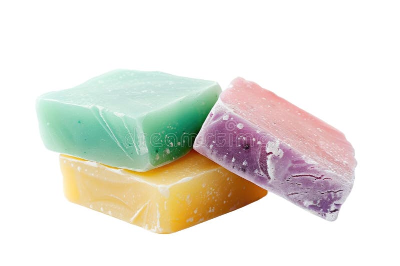 Pastel Colored Bar Soap Isolated on White Background. Cosmetic Product ...